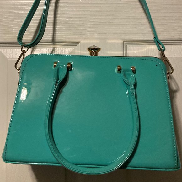 no brand | Bags | Teal Patent Leather Handbag | Poshmark
